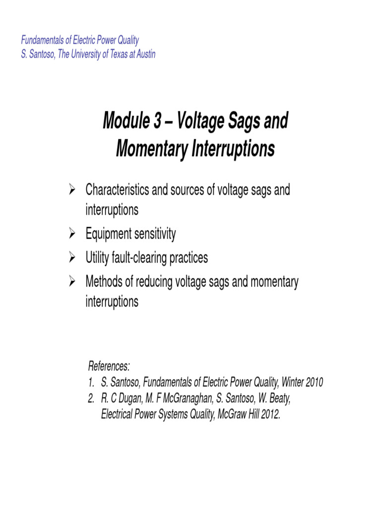 Module 3 - Voltage Sags and Momentary Interruptions | PDF
