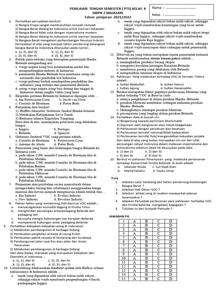 soal Latihan Soal BDR Kelas 8 ips | PDF