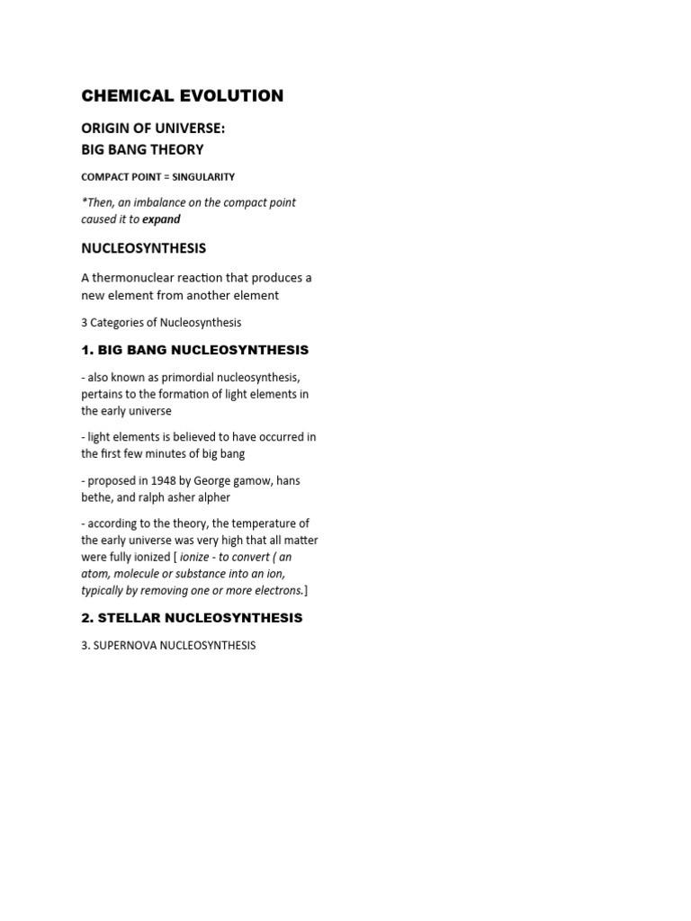 Chemical Evolution | PDF