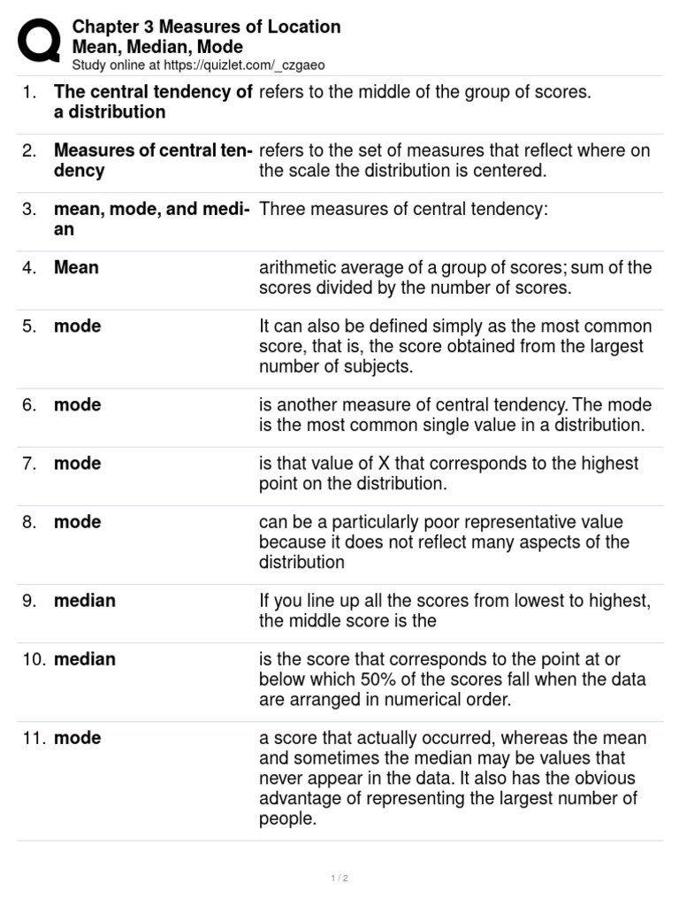 Chapter 3 Measures of Location | PDF | Mean | Mode (Statistics)