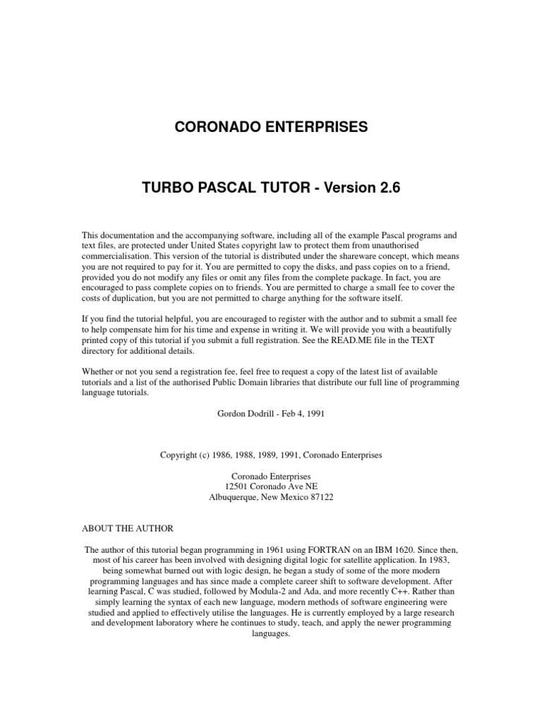 Pascal Tutorial v2.6c | PDF
