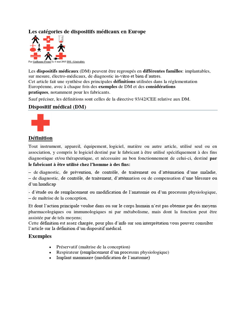 Classification des dispositifs médicaux | PDF | Dispositif médical ...