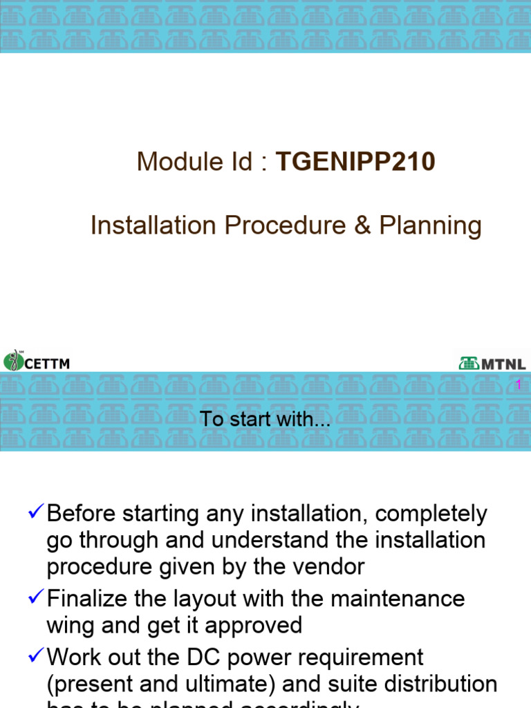 S27 Installation Proceedure & Planning - TGENIPP001 | PDF | Public ...