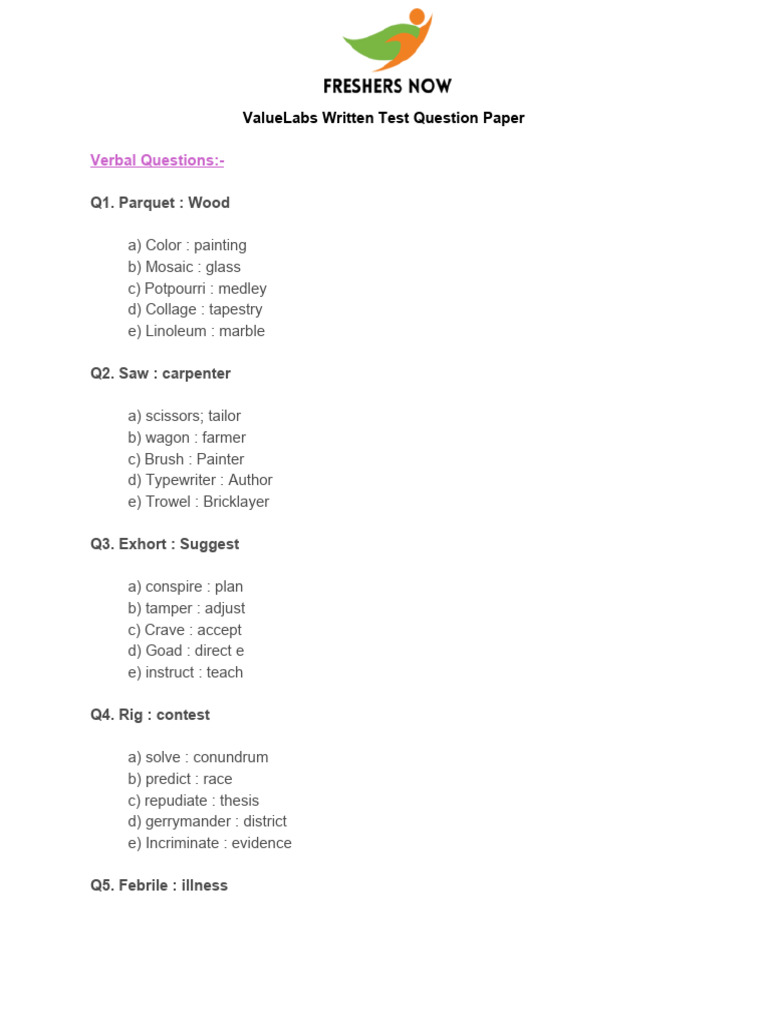 VL Written Test Paper | PDF