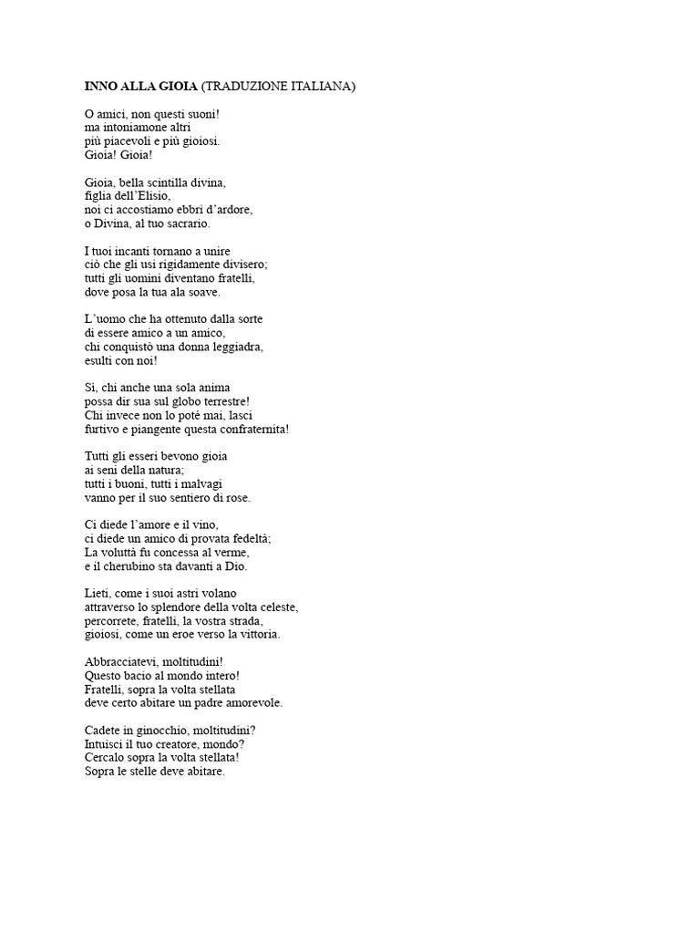 Testo Inno Alla Gioia | PDF
