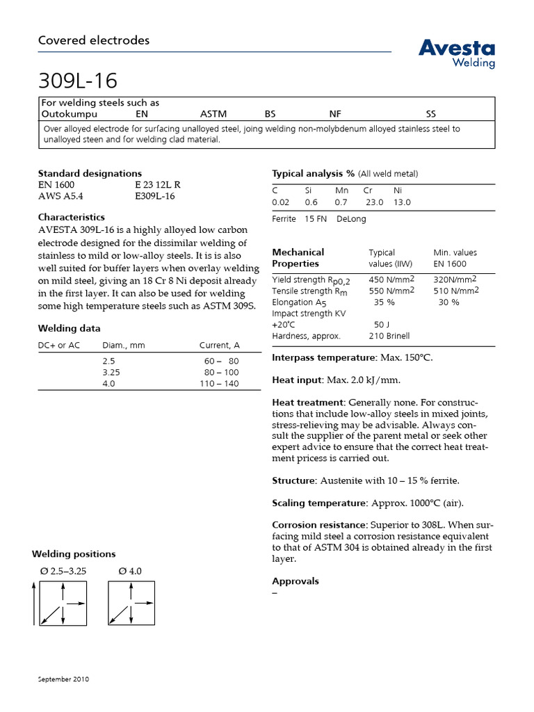 E309L | PDF | Construction | Welding