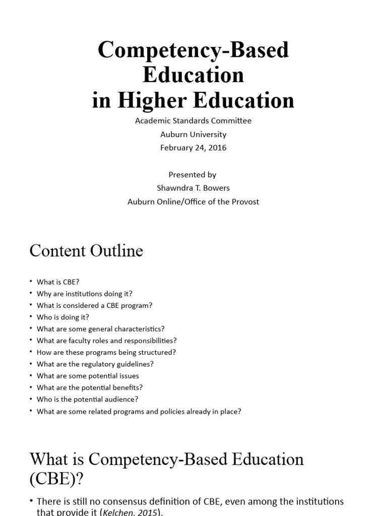 Competency Based Education | PDF | Course Credit | Academic Degree