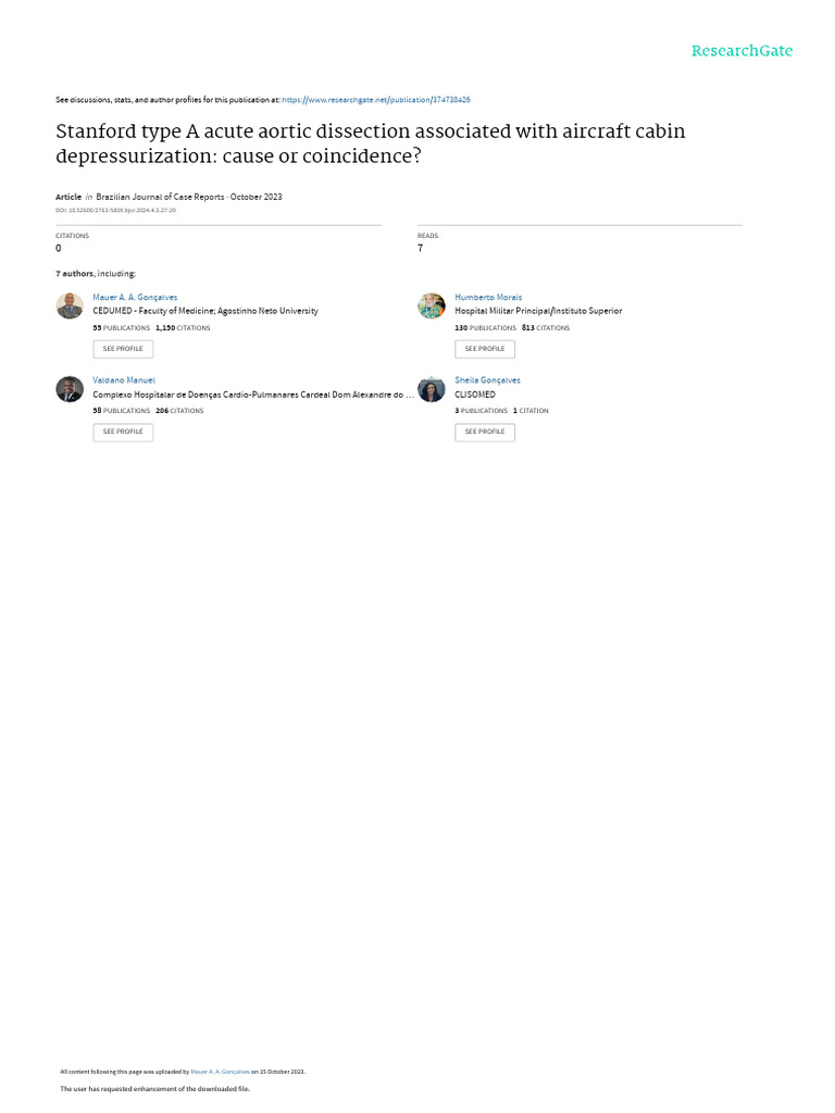 Stanford Type A Acute Aortic Dissection Pdf Aorta Angiology