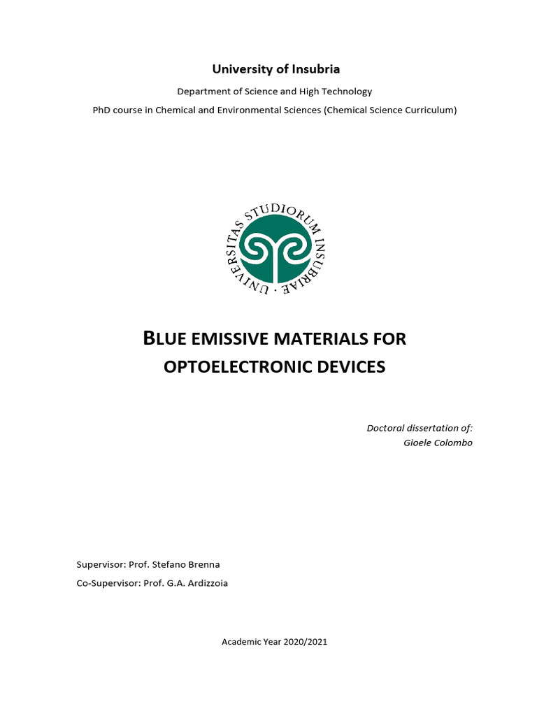 PHD Thesis Colombo Gioele | PDF | Fluorescence | Coordination Complex