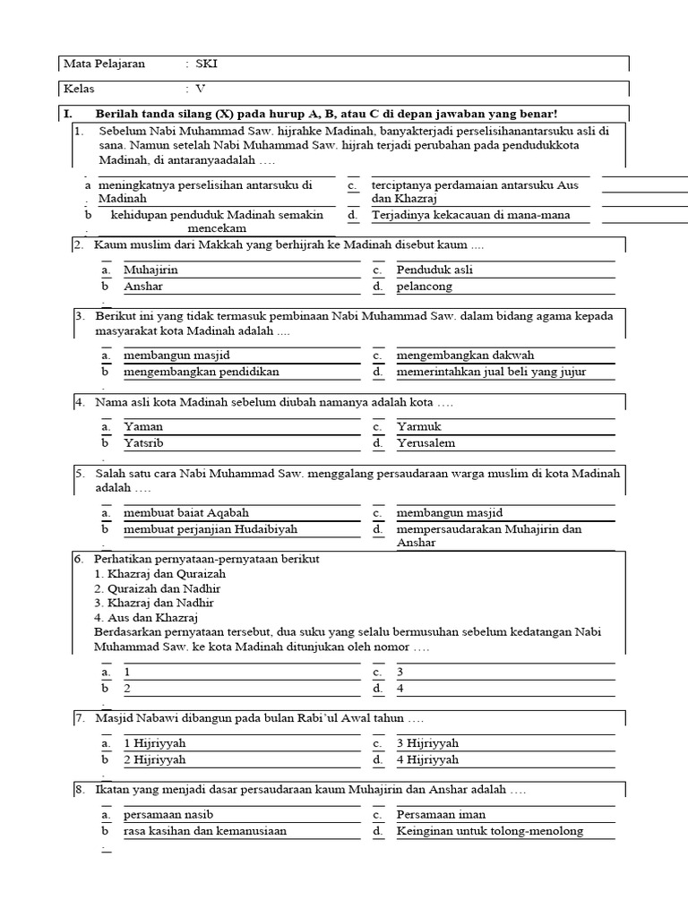 Format Soal SKI | PDF