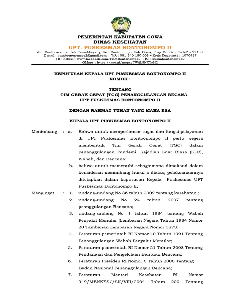 SK Tim Gerak Cepat | PDF