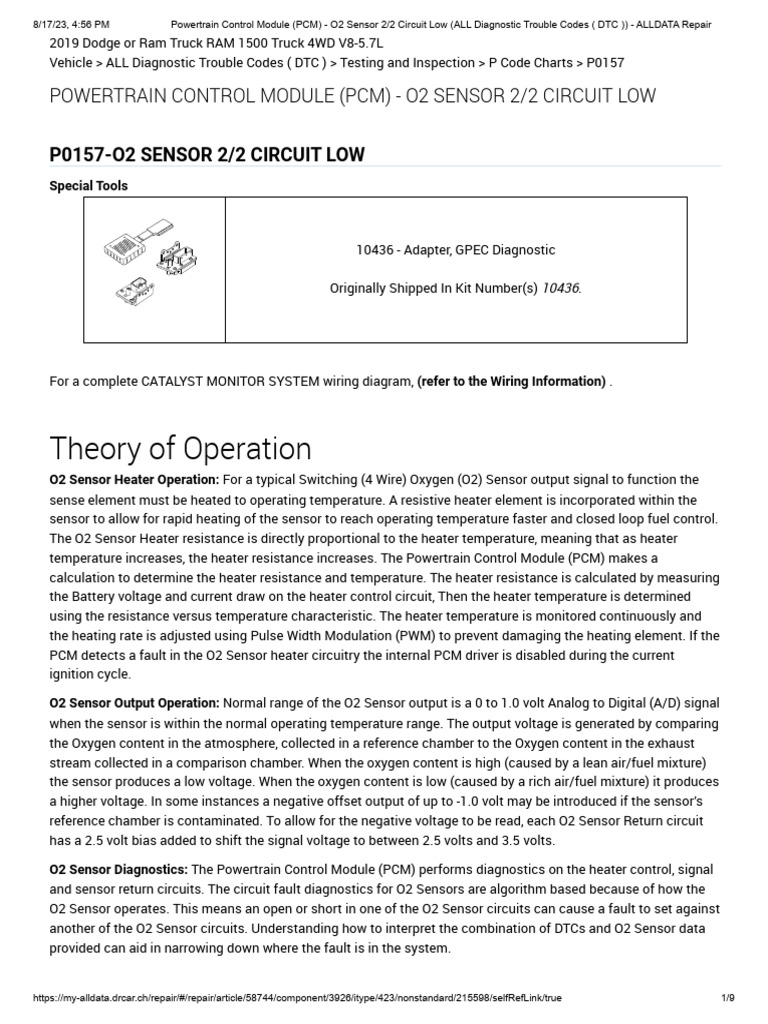 Powertrain Control Module (PCM) - O2 Sensor 2_2 Circuit Low (ALL ...