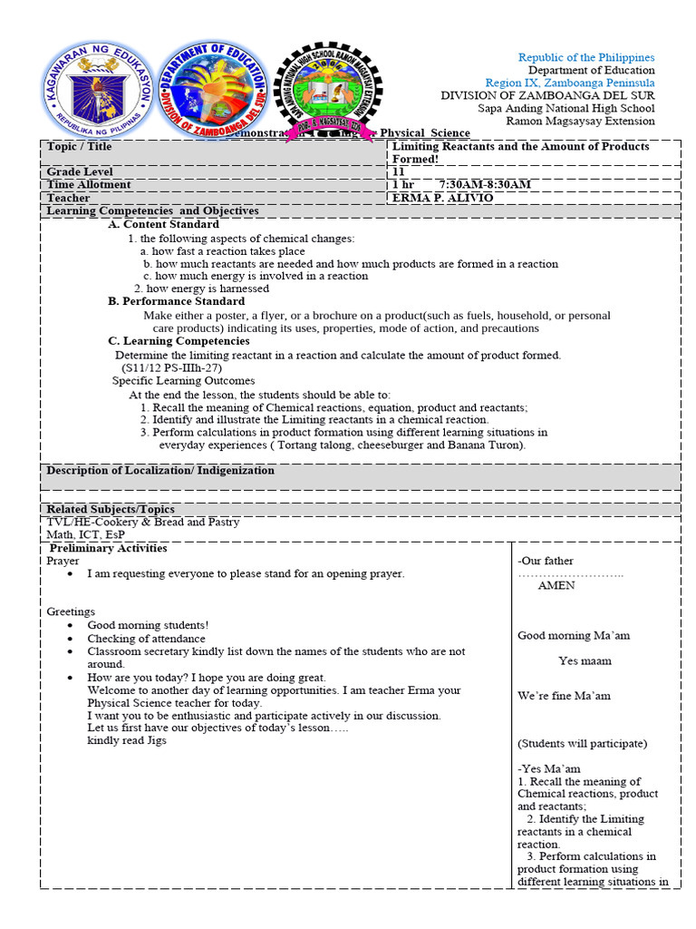 CO For G11PHYSICAL ScienceQ1 | PDF | Stoichiometry | Chemistry