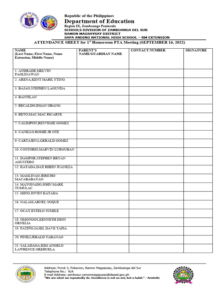 Attendance Sheet | PDF