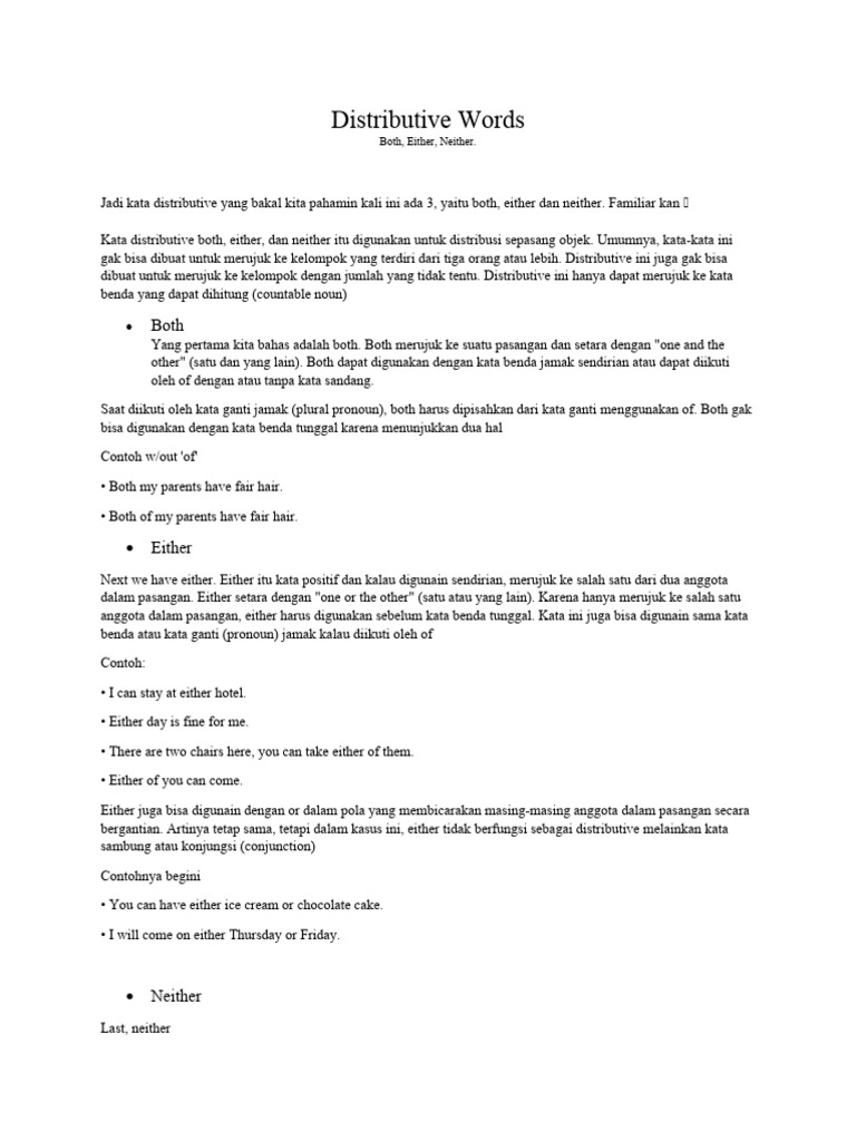 Distributive Words | PDF