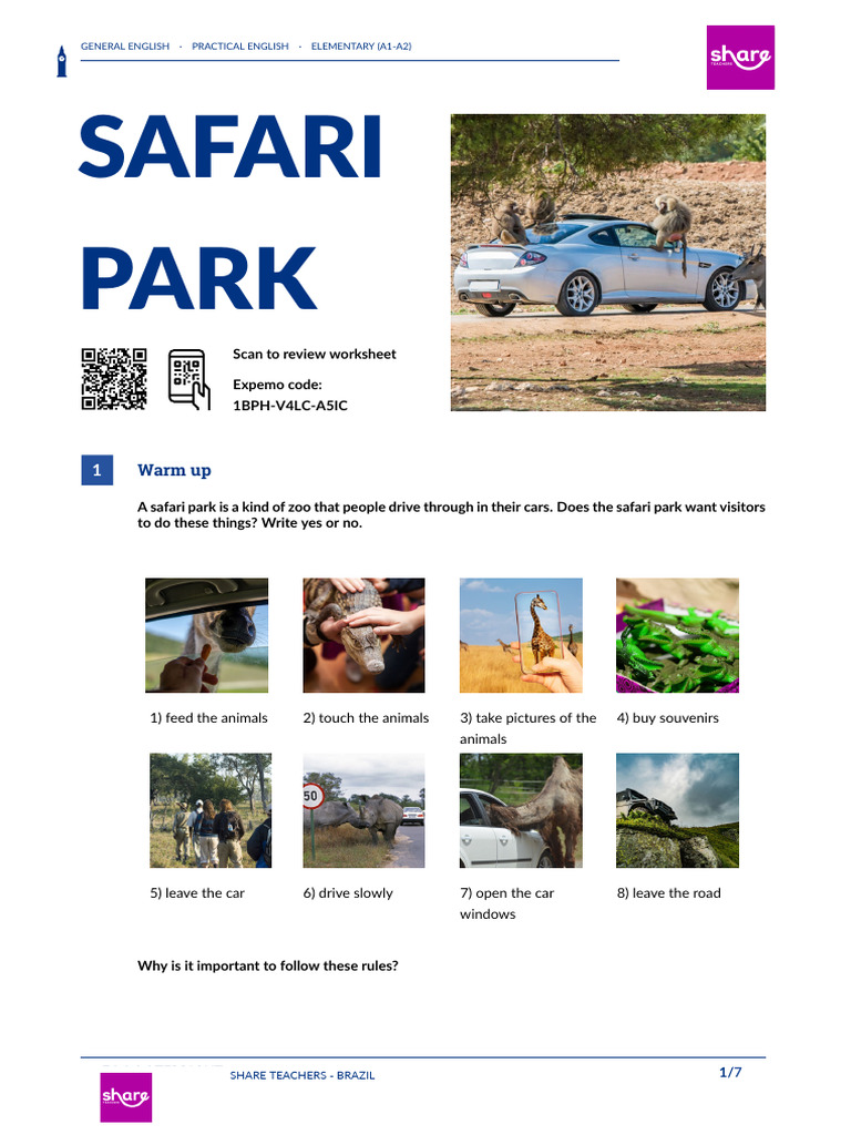 Safari Park British English Teacher | PDF