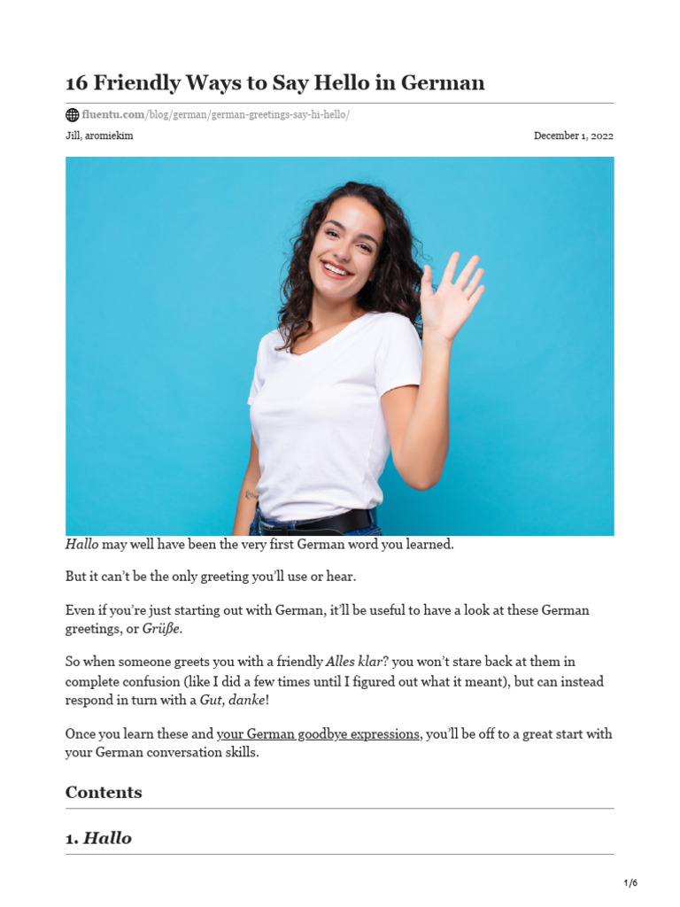 German Greetings Say Hi Hello | PDF | Linguistics | Human Communication