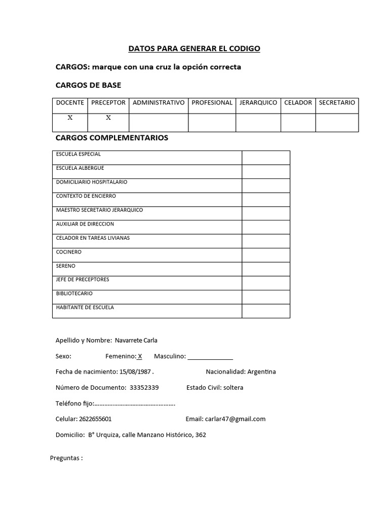 Formulario Para Psicofisico Amplia | PDF