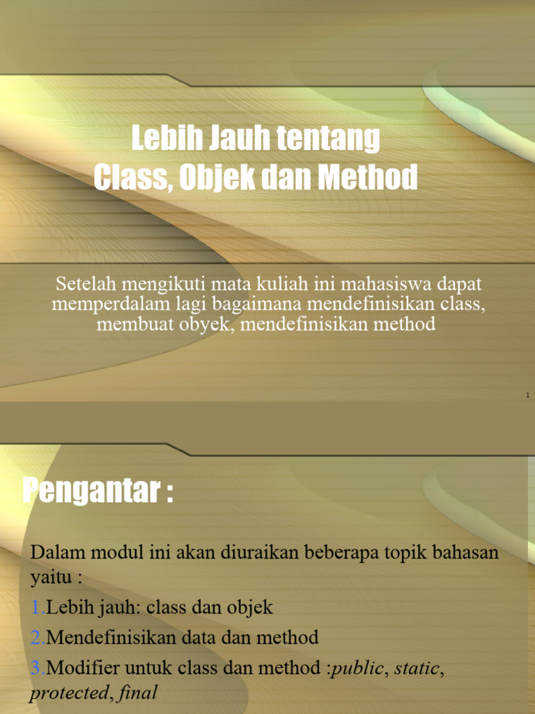 Lebih Jauh Tentang Class Dan Metod | PDF