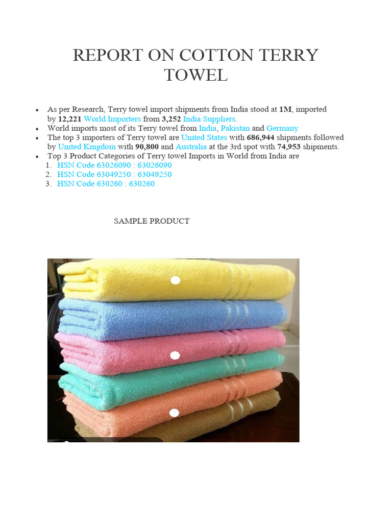 Report On Cotton Terry Towel | PDF | Cotton | Textiles