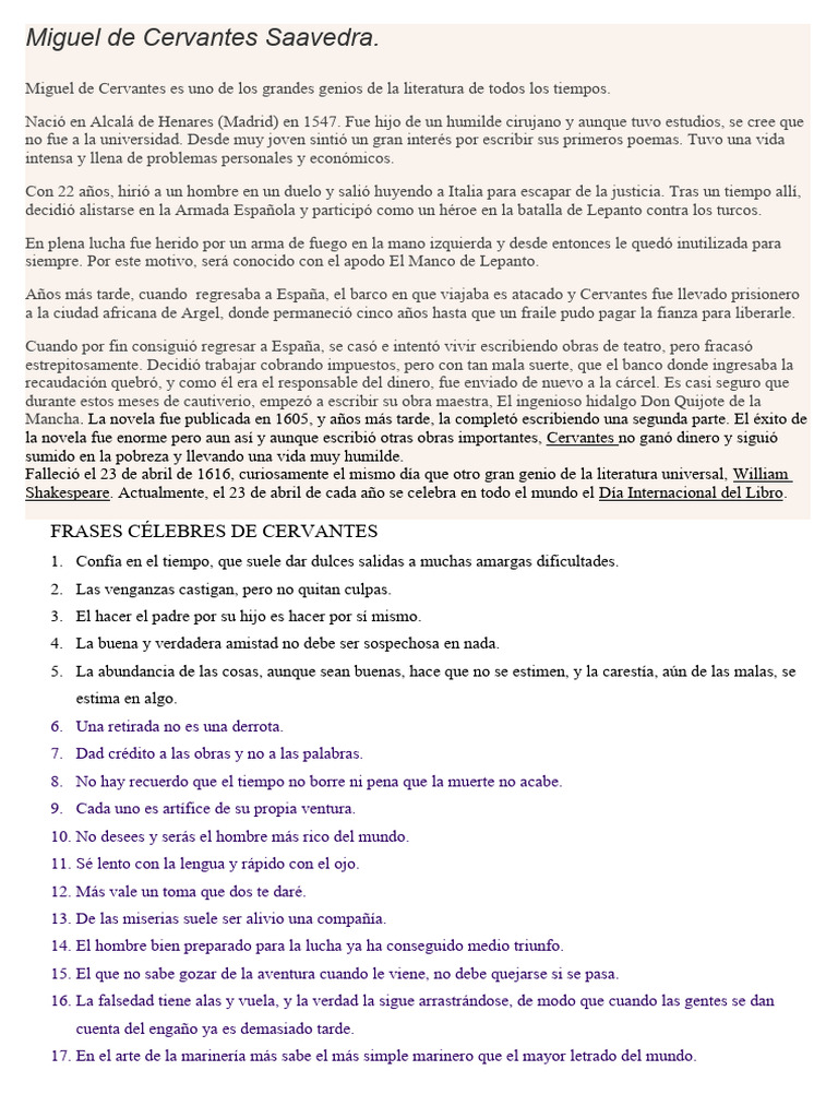 Miguel de Cervantes Saavedra | PDF