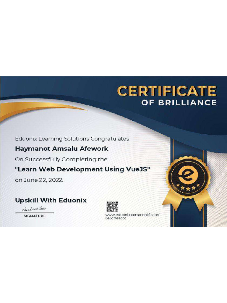 Certificate Learn Web Development Using Vuejs | PDF