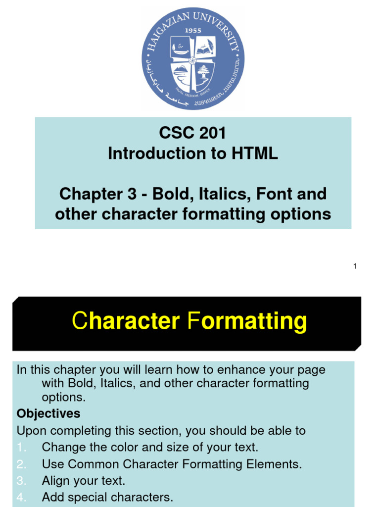Chapter 3 (Bold, Italics, Font and Other Character Formatting Options ...