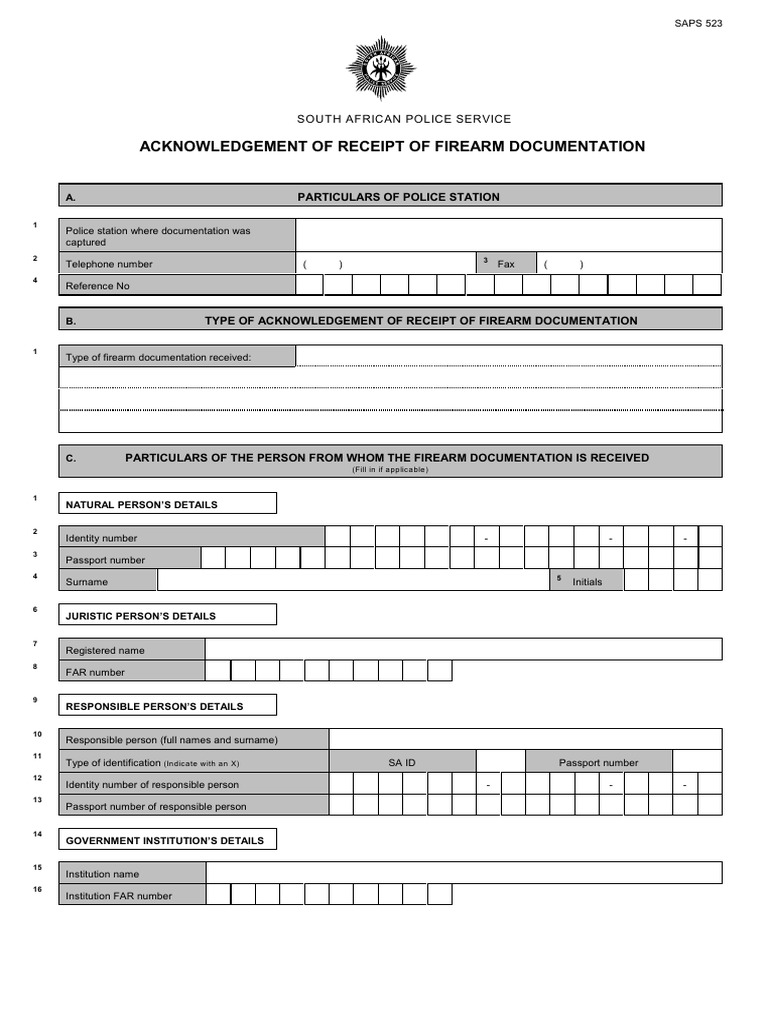 Acknowledgement of Firearm Receipt Form | PDF | Identity Document ...