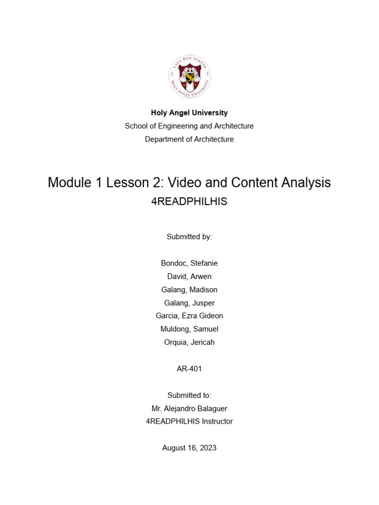 Online_ Module 1 Lesson 2_ Video and Content Analysis | PDF