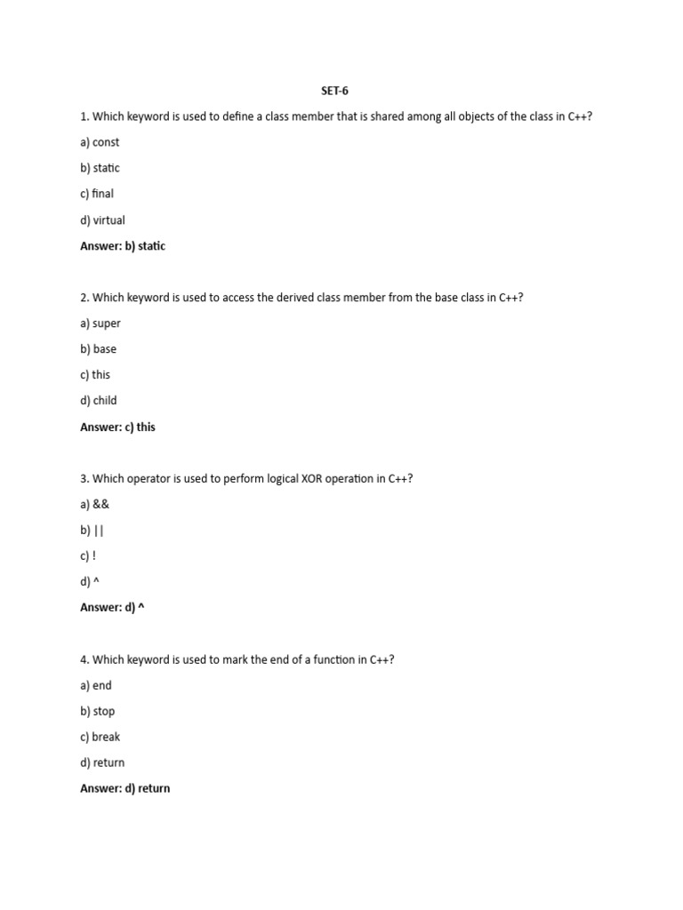 OOPs Sample MCQ5 | PDF
