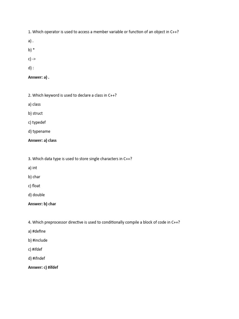 OOPs Sample MCQ2 | PDF | C++ | Object (Computer Science)