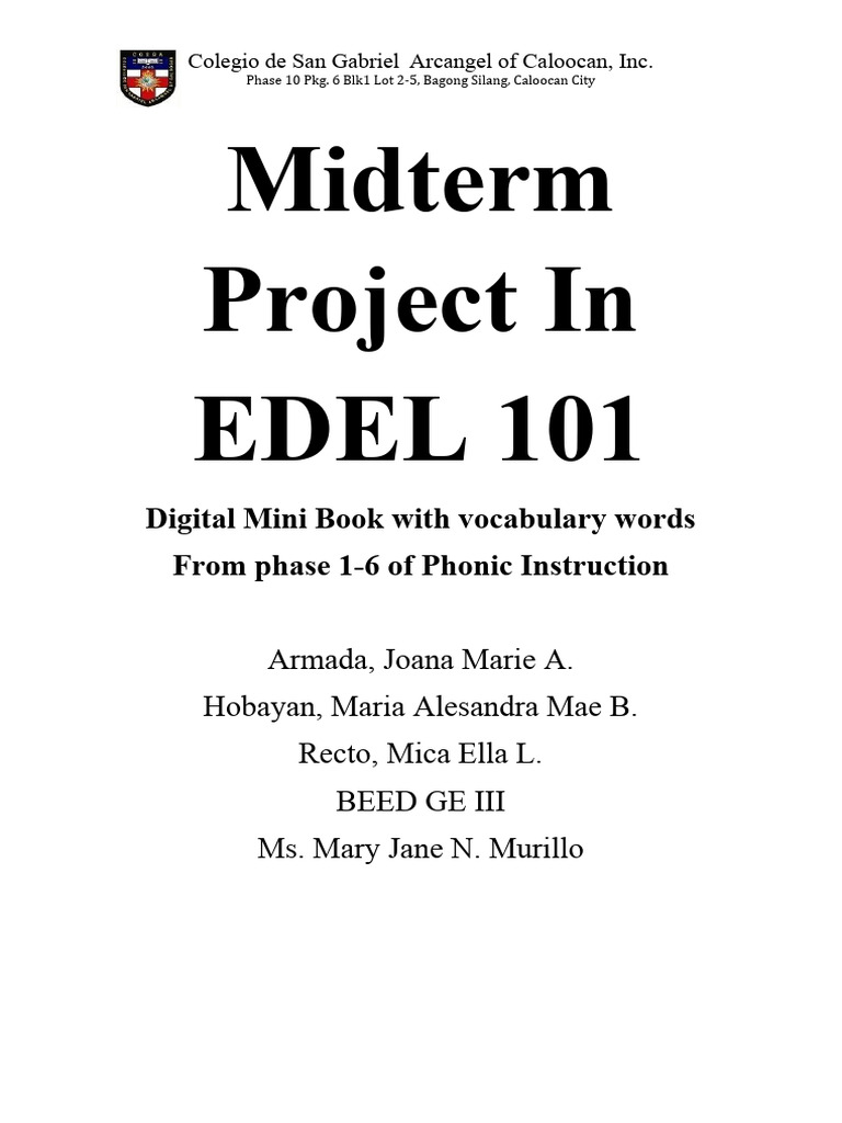 Project in EDEL Marie, Maria, & Mica. | PDF