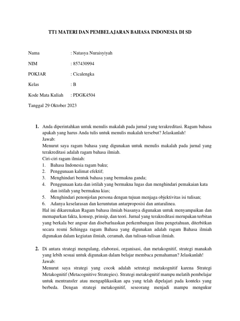 TT1 Indo Natasya Nuraisyiyah 857430994 | PDF