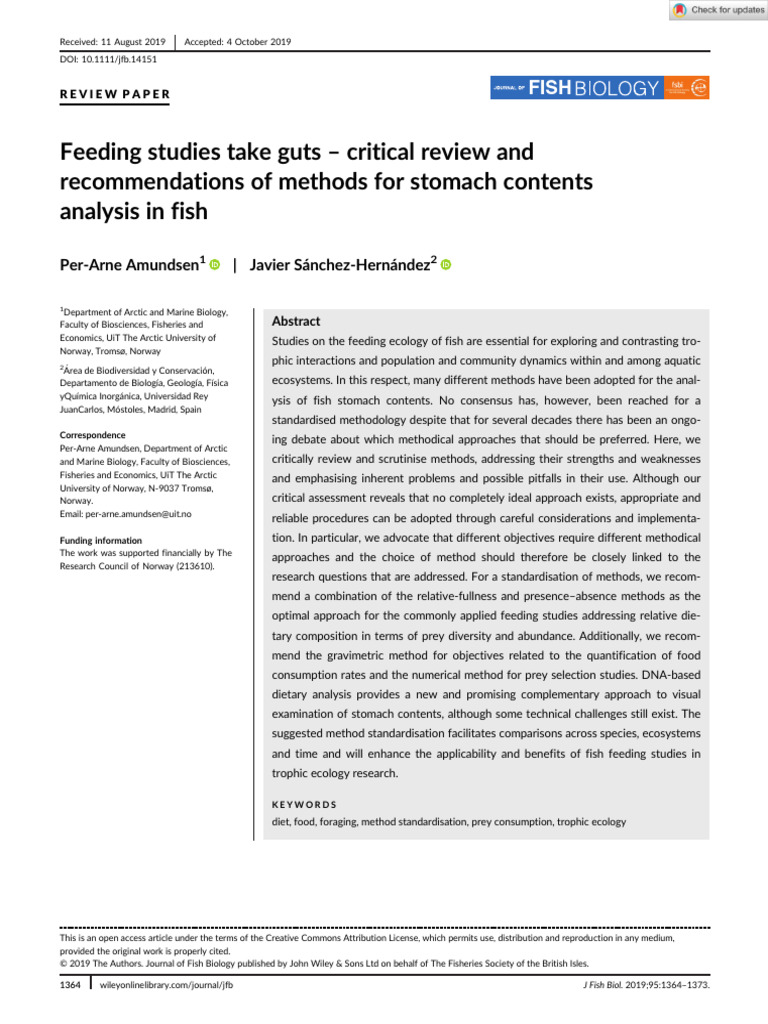 Journal of Fish Biology - 2019 - Amundsen - Feeding Studies Take Guts ...