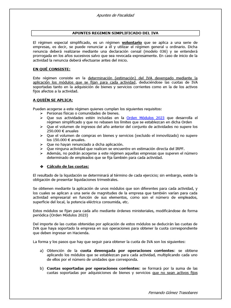 Apuntes Regimen Simplificado Iva Pdf Impuesto Al Valor Agregado