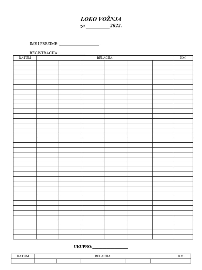 Obrazac Loko Vožnja | PDF