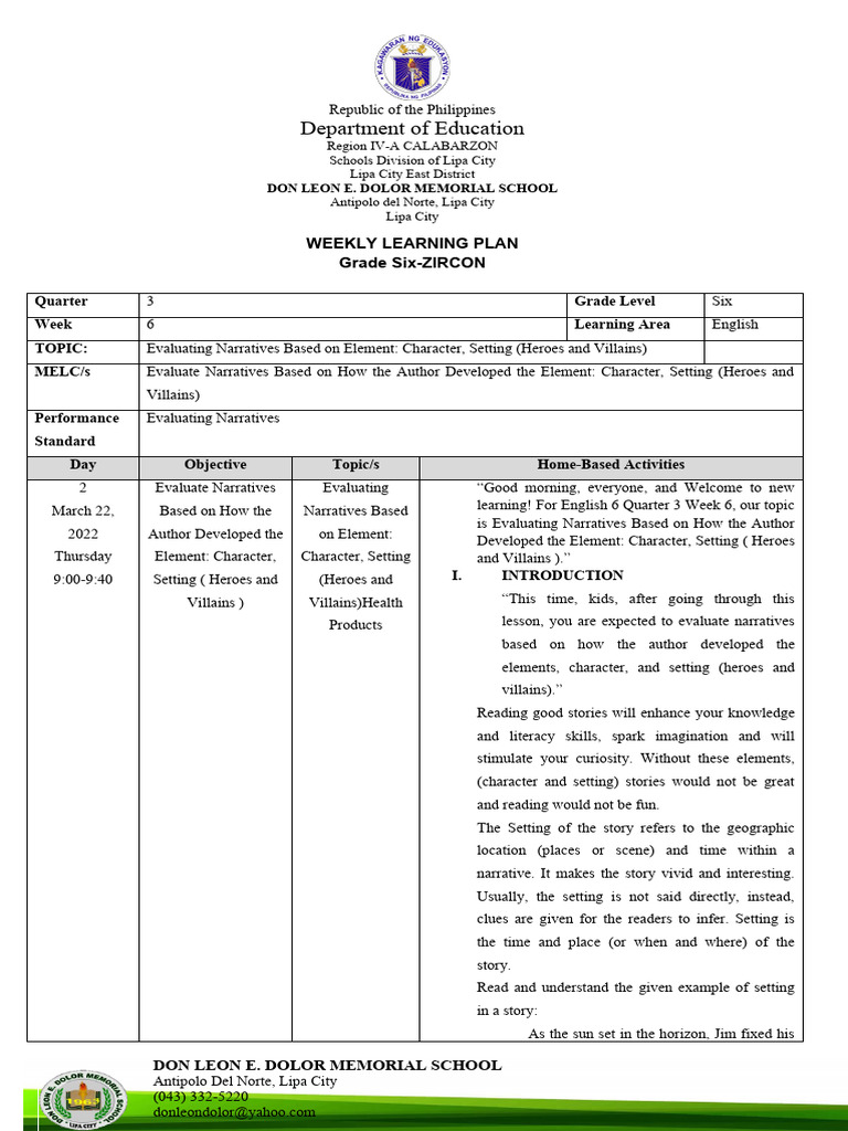 COT 2 ENGLISH 6 - LESSON PLAN-port | PDF