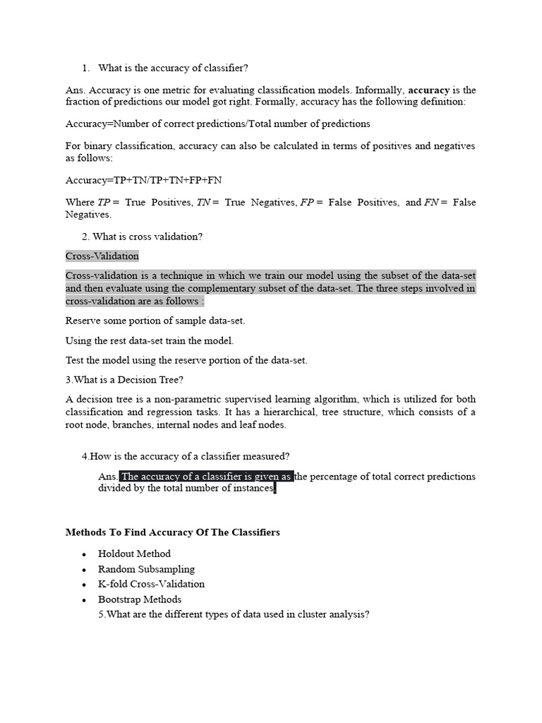 Unit 4 DWDM | PDF | Statistical Classification | Cross Validation ... Unit 4 DWDM | PDF | Statistical Classification | Cross Validation ...