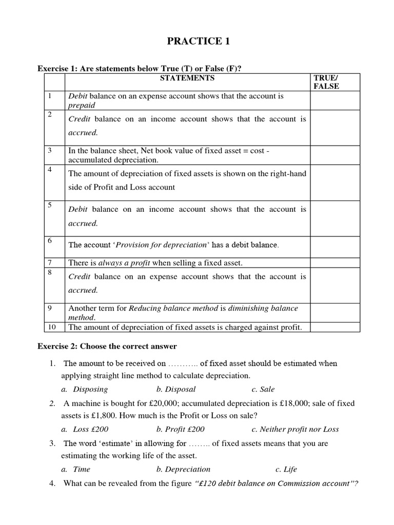 Practice 1 | PDF | Depreciation | Debits And Credits
