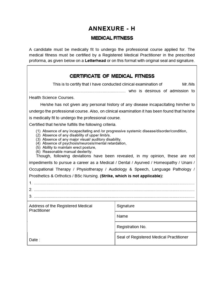 Annexure H | Download Free PDF | Physical Therapy | Medical Specialties