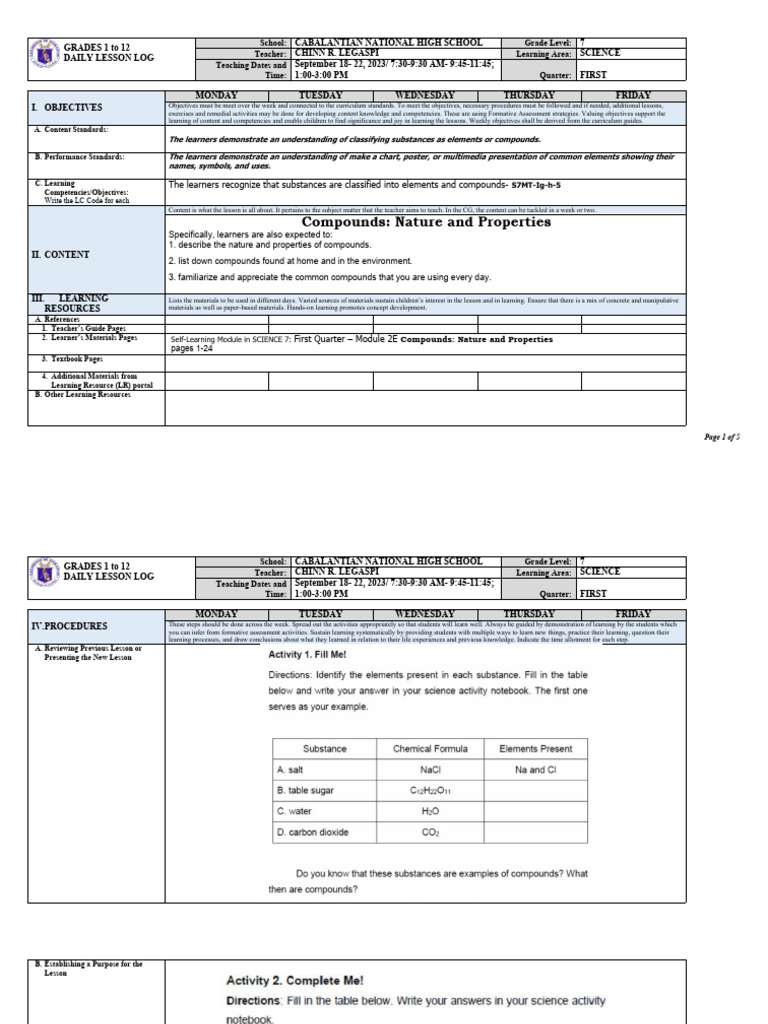 DLL - W4-Q1-Science 7 | PDF