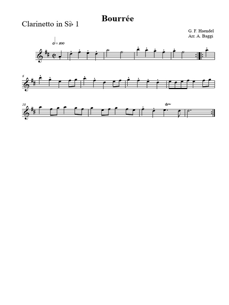 Handel - Bourrée-Clarinette 1 | PDF