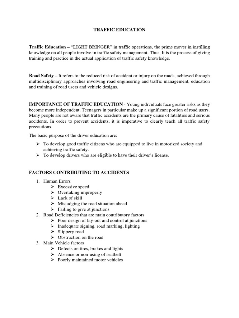 Traffic Education | PDF | Traffic | Traffic Collision
