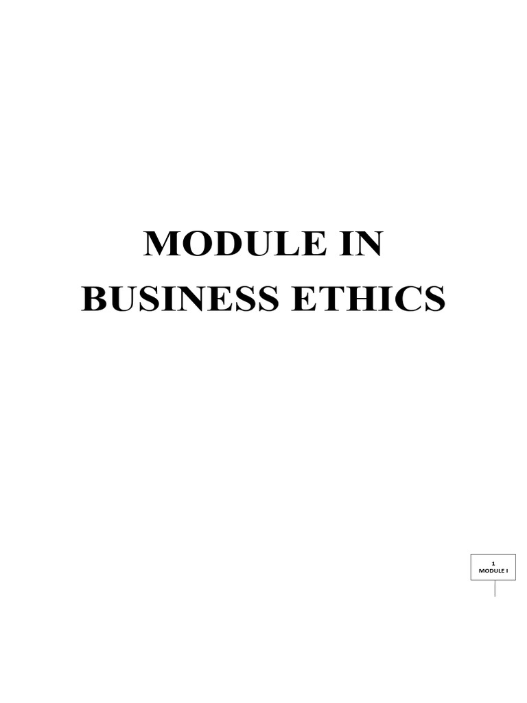 Modules-Business Ethics | PDF