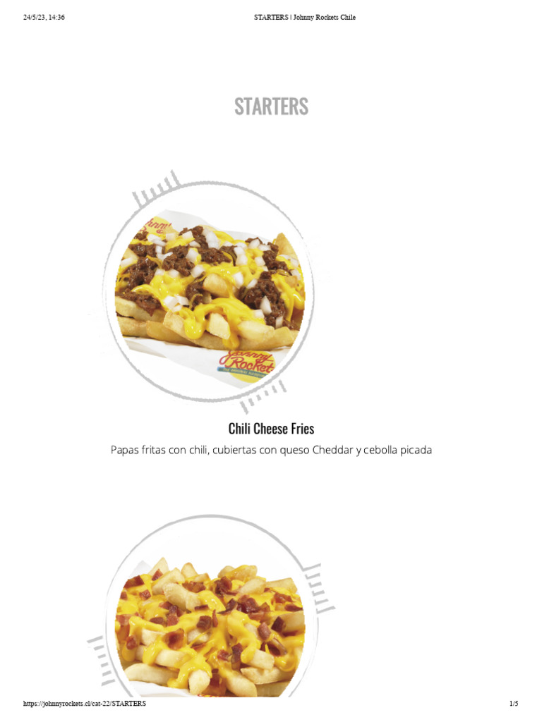 STARTERS - Johnny Rockets Chile | PDF