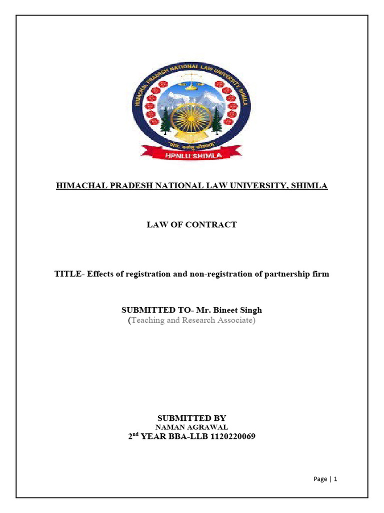 Contract Assignment 3rd Sem Naman | PDF | Partnership | Taxes