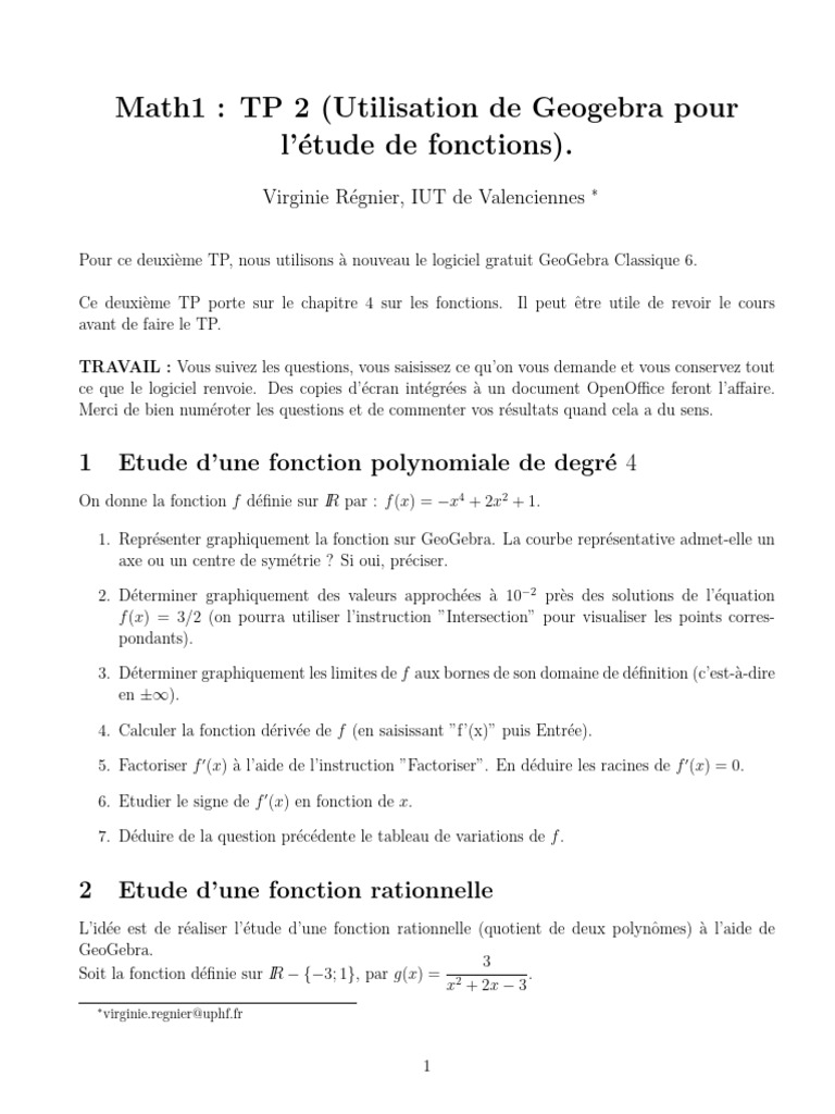 Math1 TP 2 Fcts | PDF