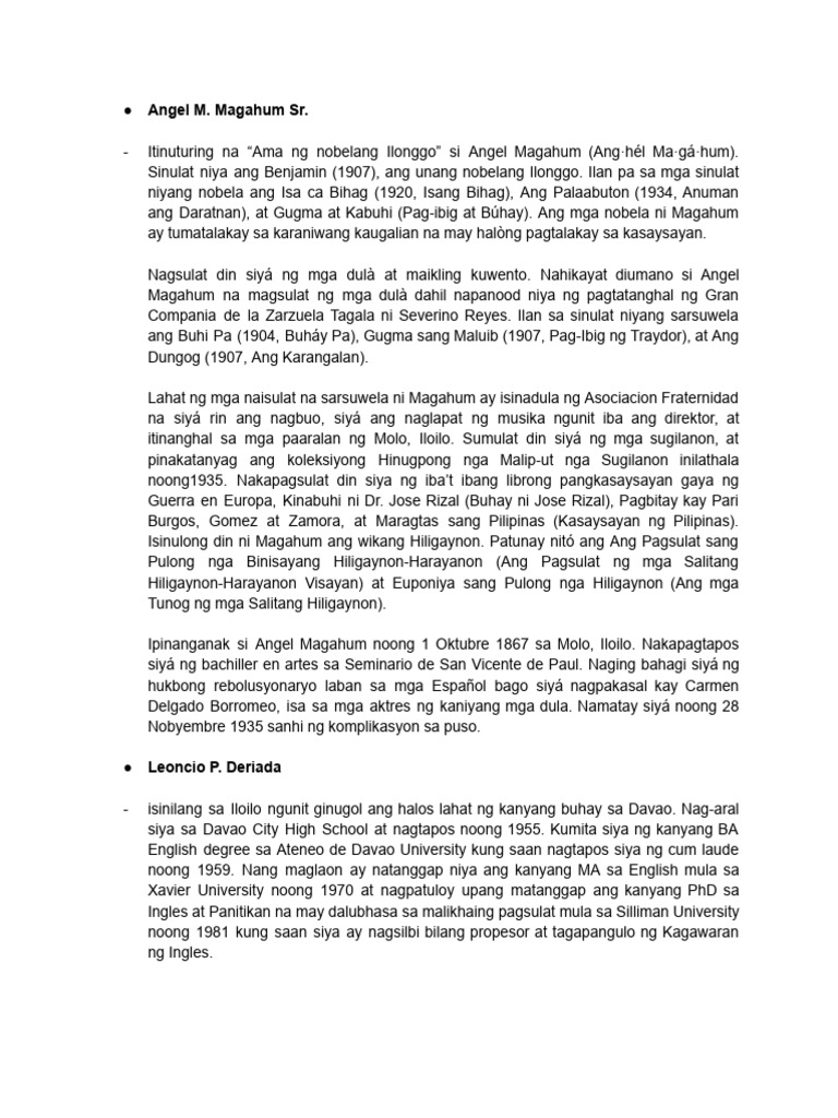 Ilonggo Writers | PDF