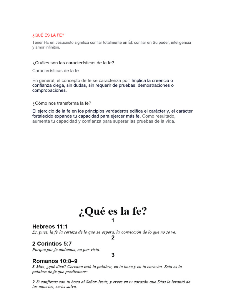 QUÉ ES LA FE | PDF | Fe | Jesús