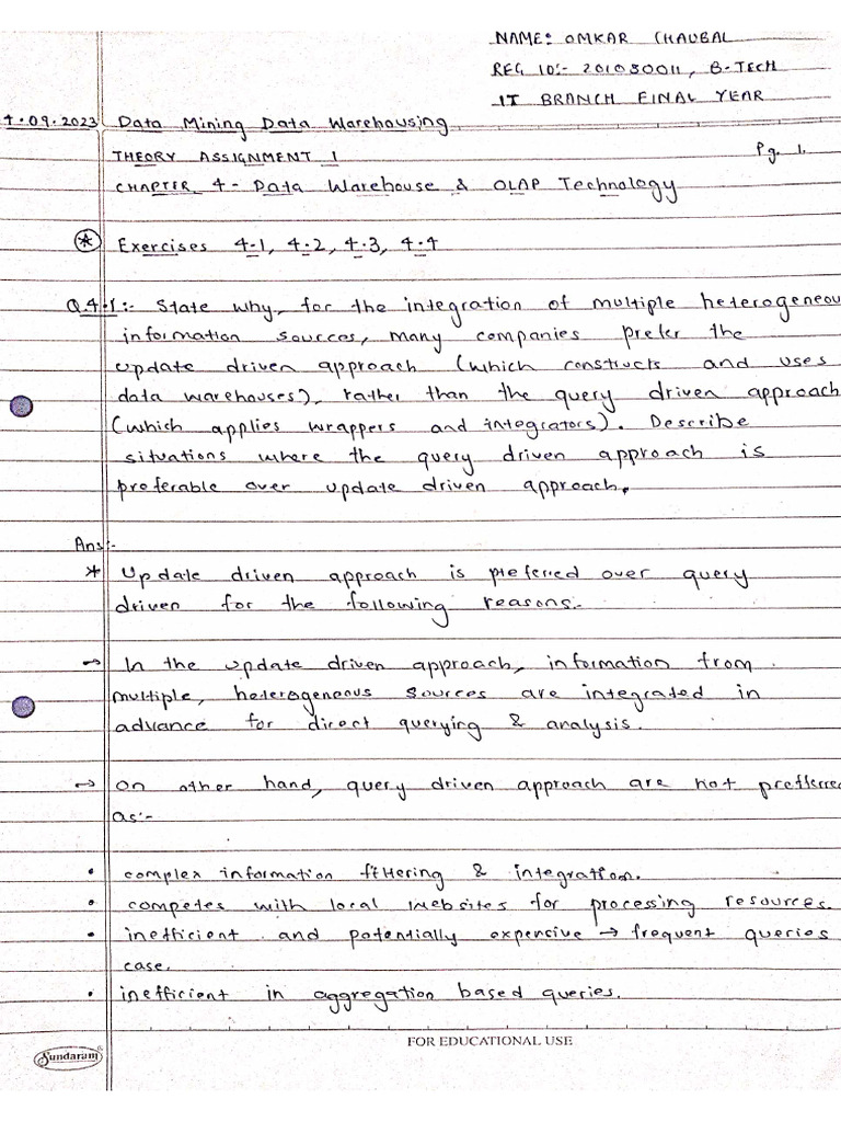 Omkar Chaubal DMDW Theory Assignment 1 | PDF